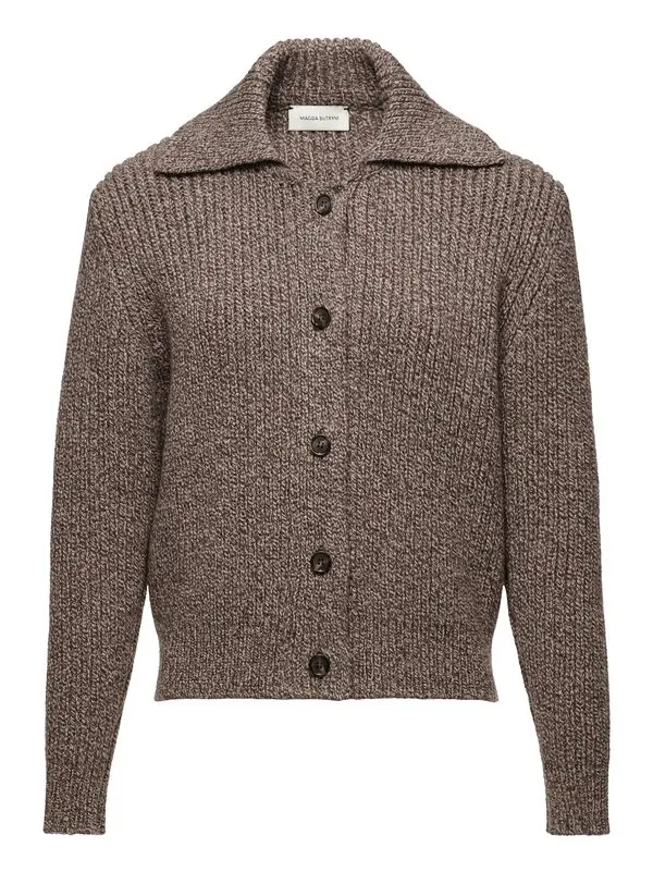 Magda Butrym Collared Wool Cardigan - Brown
