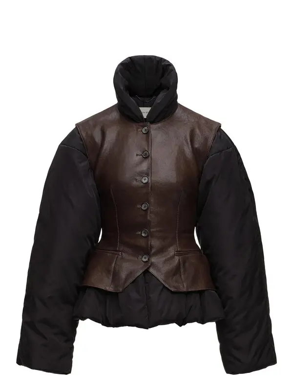 Magda Butrym Leather And Nylon Jacket - Black