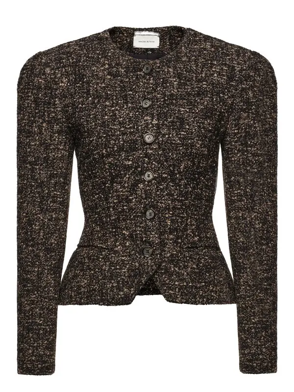 Magda Butrym Fitted Wool-blend Mouline Jacket - Brown