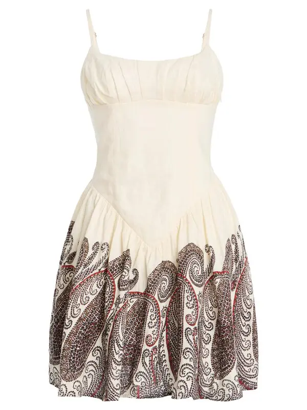 BOTEH Cassia Gathered Linen Mini Dress - Multi