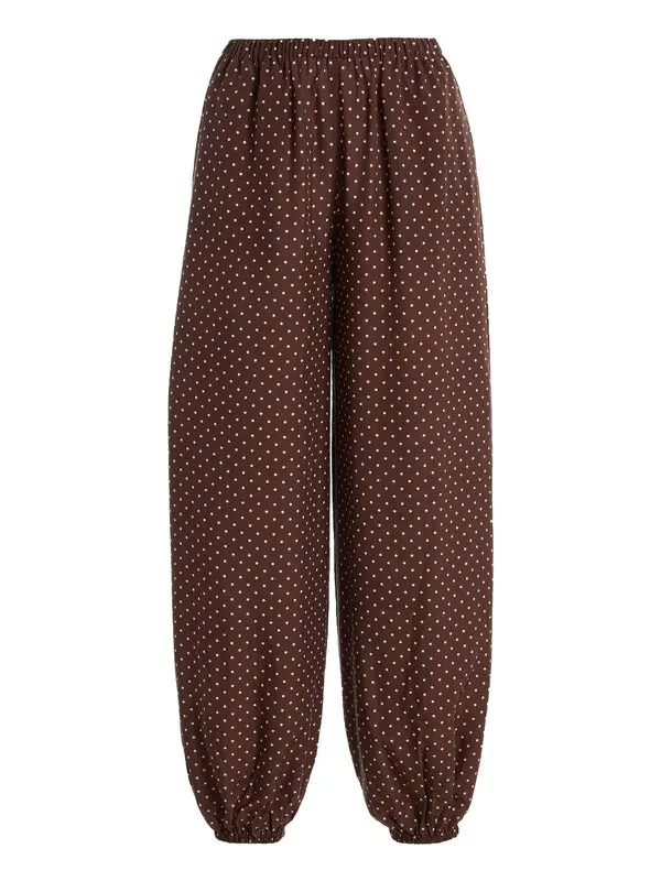 Posse Evie Polka-dot Woven Pants - Brown