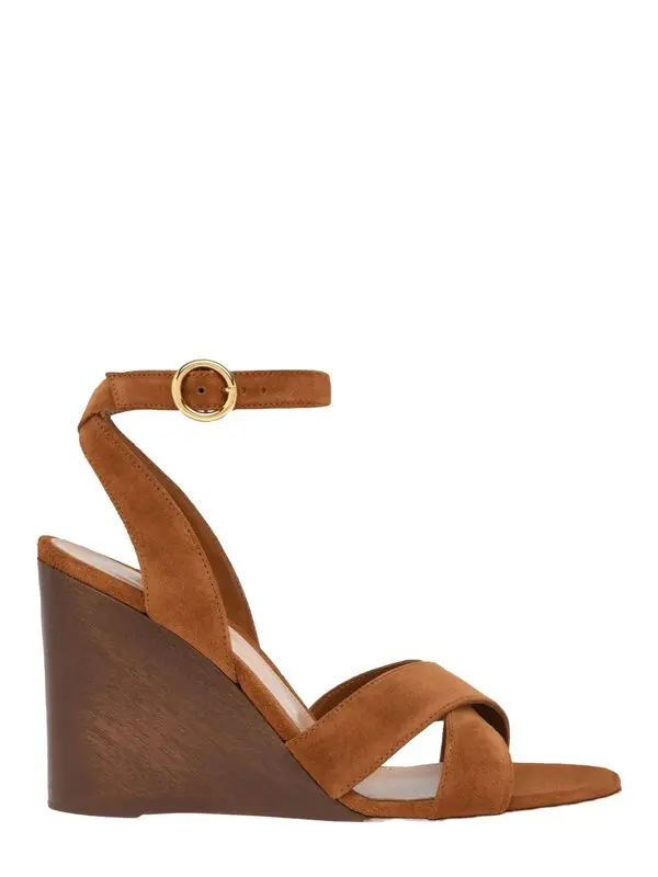 GIANVITO ROSSI Ines Wedge Sandal - Brown - Suede