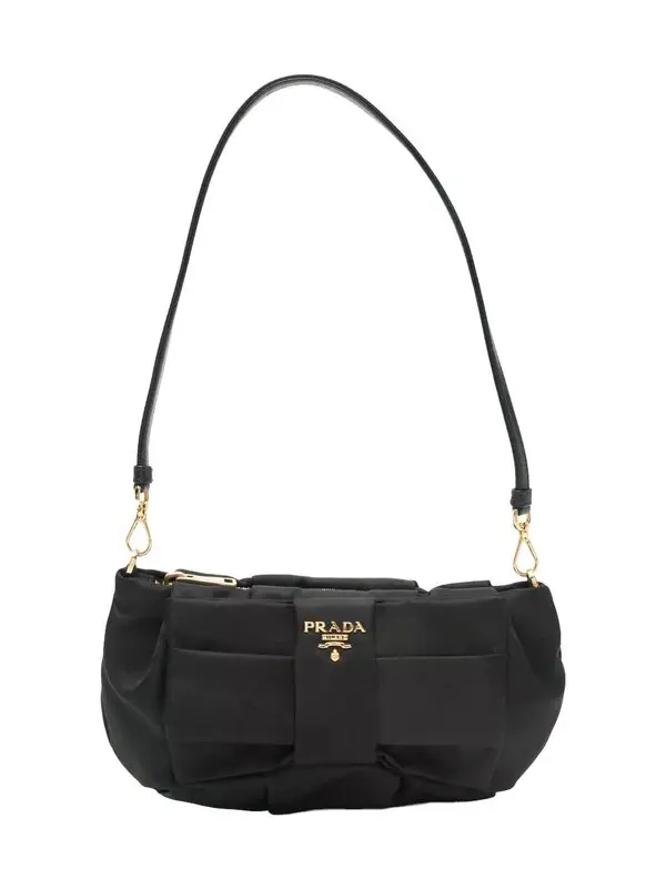 Prada Clutch With Bow Detail And Detachable Strap - Black