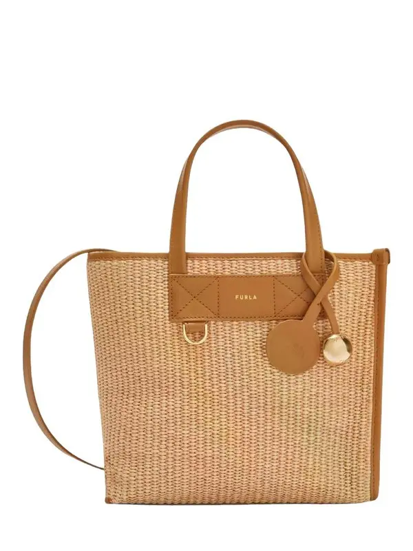 Furla Woven Tote Bag With Leather Trim - Neutrals
