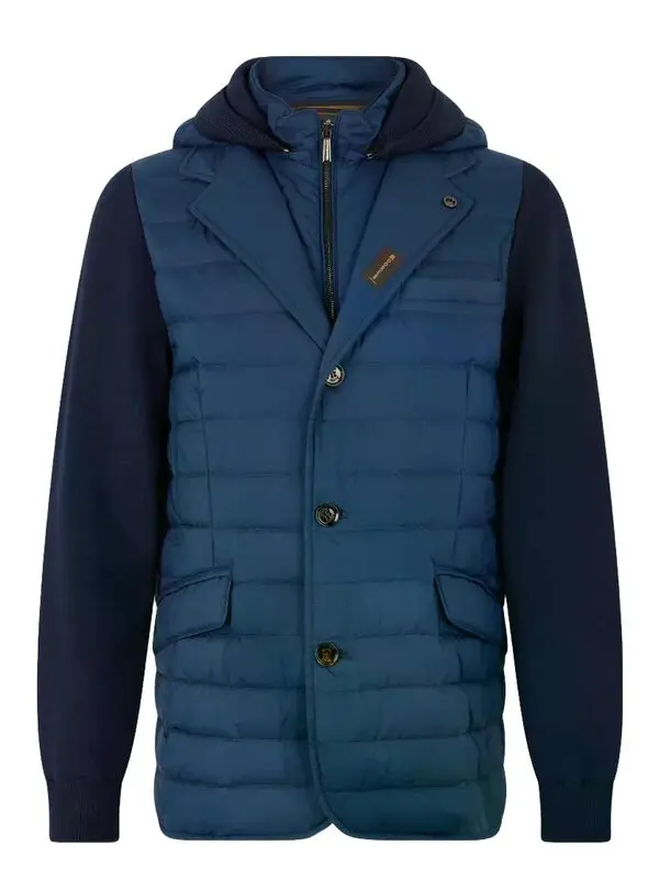 MOORER Padded Hooded Jacket - Blue
