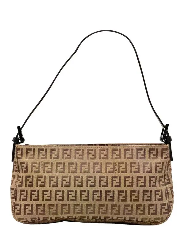 Fendi Zucchino Canvas Pochette Shoulder Bag - Brown