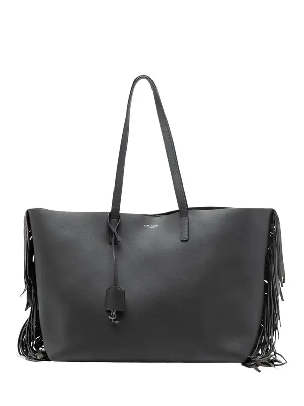 Saint Laurent 2016 Large Leather East West Fringe Shopping Tote Bag - Grey
