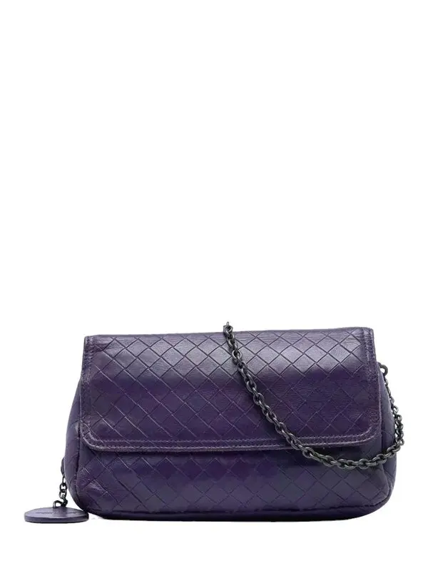 Bottega Veneta Mini Nappa Intrecciato Expandable Chain Flap Crossbody Bag - Purple