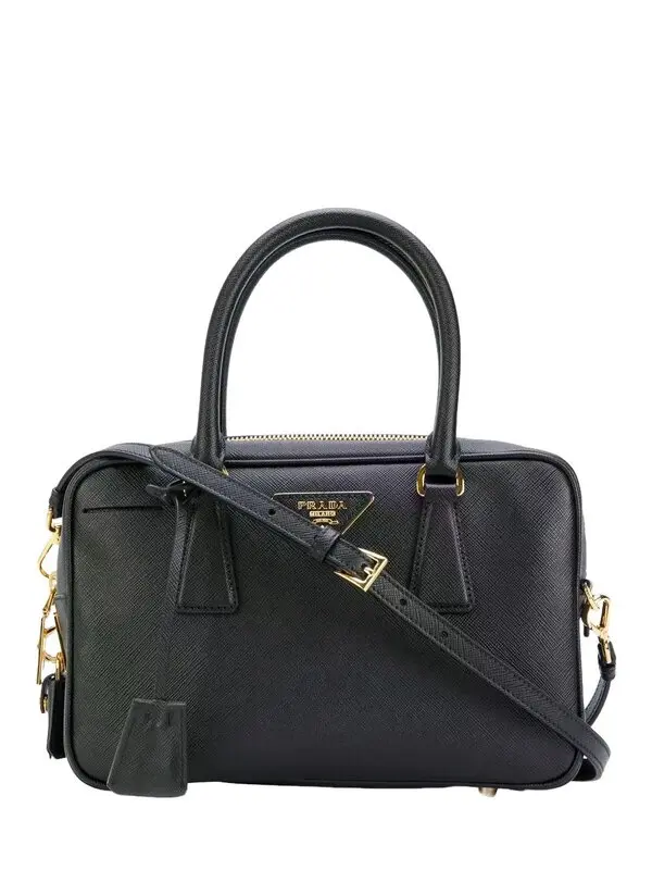 Prada Small Leather Bowling Bag - Black
