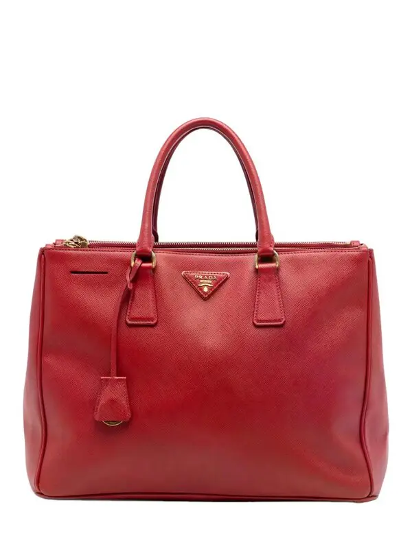 Prada Large Saffiano Lux Galleria Double Zip Satchel - Red
