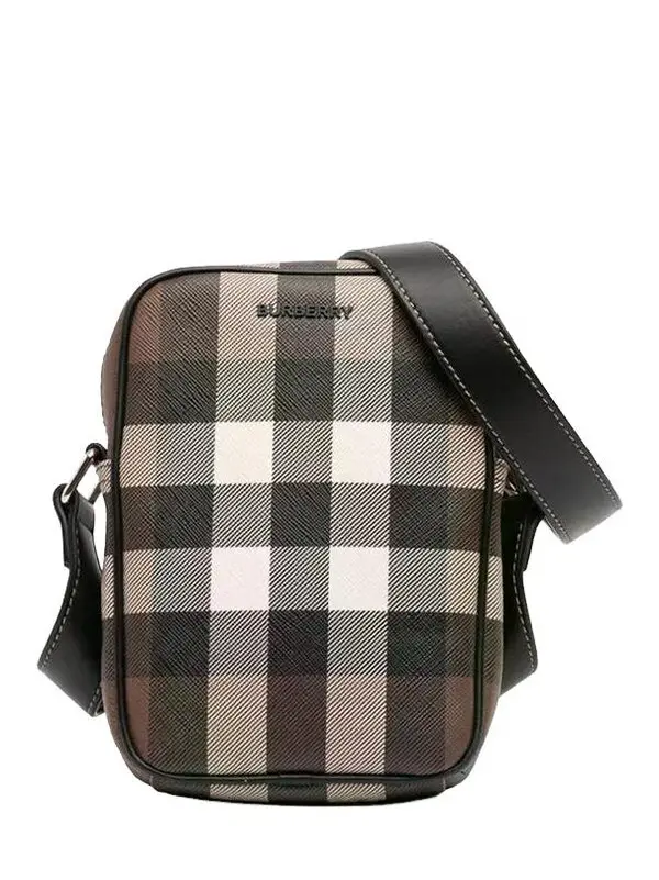 Burberry Giant Check E-canvas Vertical Paddy Crossbody Bag - Brown