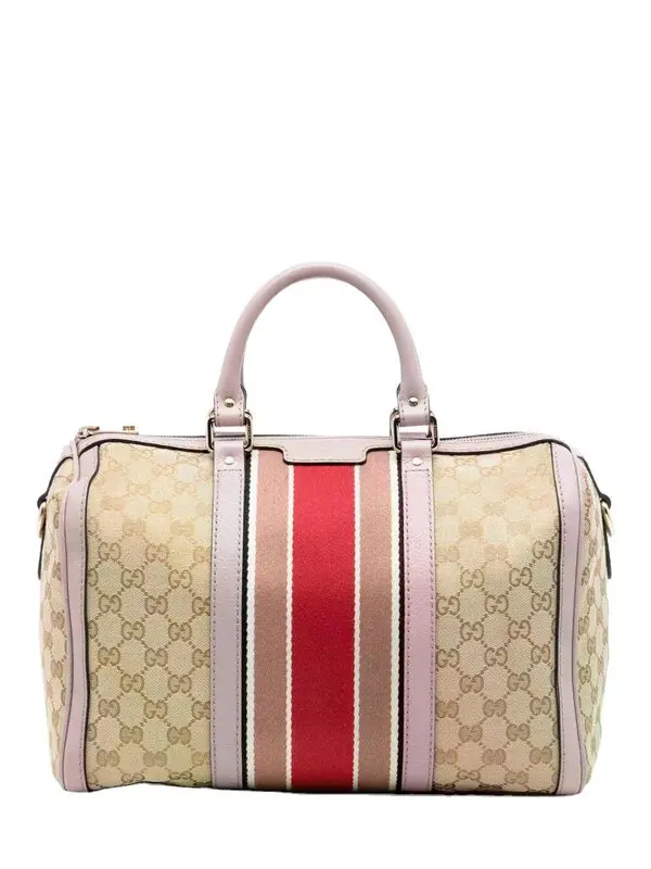 Gucci Gg Canvas Web Joy Boston Bag Satchel - Brown
