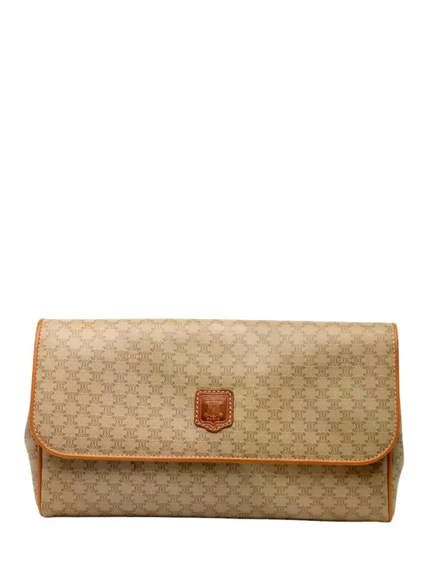 Celine 1992 Macadam Coated Canvas Clutch Bag - Brown