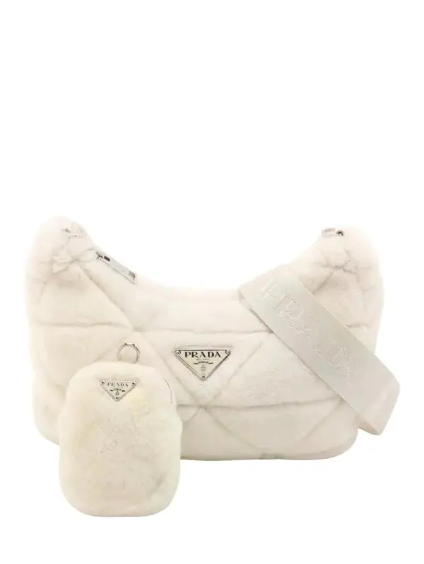 Prada 2013-2025 Quilted Shearling Re Edition 2005 Crossbody Bag - White