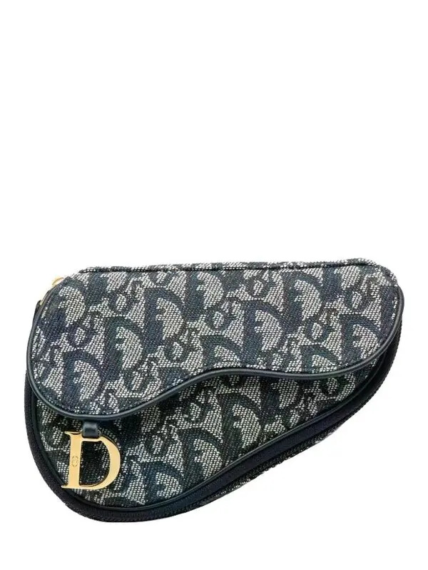 Dior 2000 Diorissimo Canvas Saddle Pouch - Blue