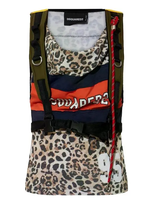Dsquared2 Leopard-print Harness Top - Neutrals
