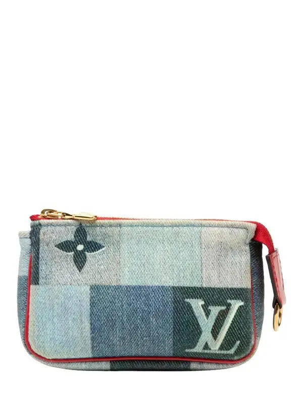 LOUIS VUITTON 2020 Micro Monogram Denim Patchwork Pochette Accessoires Pouch - Blue