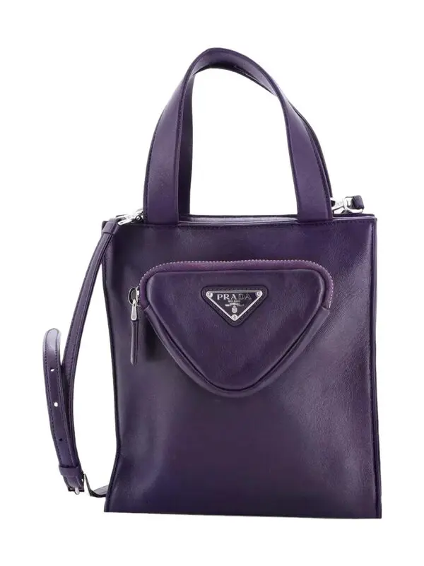 Prada Convertible Triangle Pocket Nappa Leather Mini Tote Bag - Purple