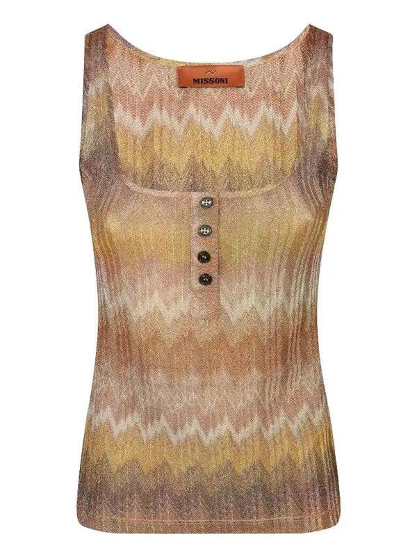 Missoni Button-front Chevron Top - Yellow