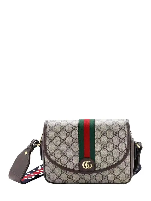 Gucci Ophidia Flap Shoulder Bag Gg Coated Canvas Small Crossbody Bag - Brown