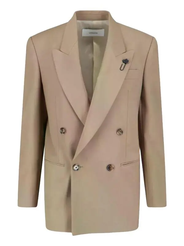 LARDINI Cameron Double-breasted Blazer - Neutrals