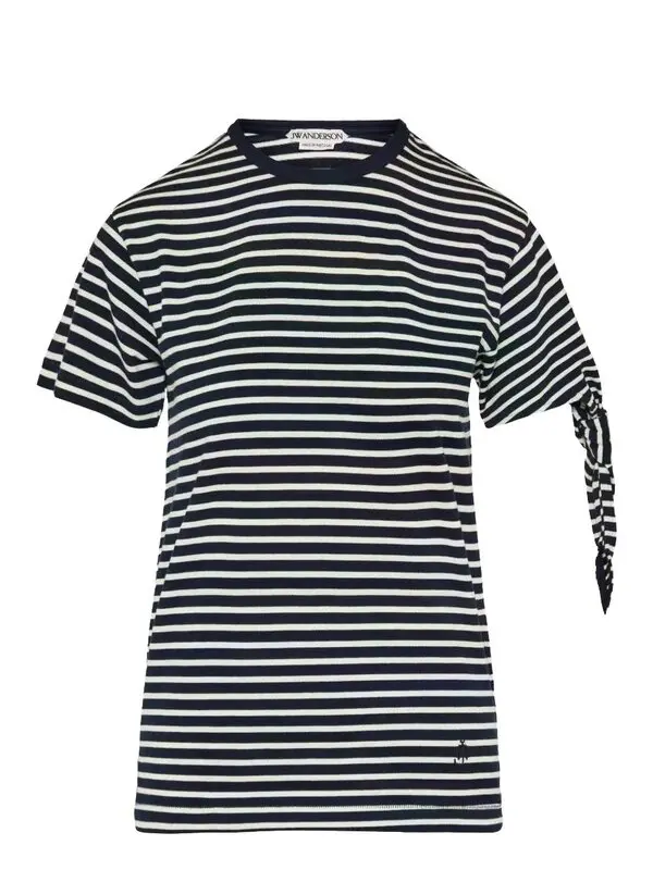 JW Anderson Striped Tie-sleeve T-shirt - Blue