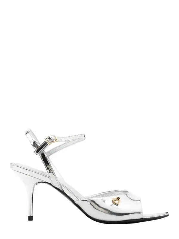 Moschino Heart-detail Heeled Sandals - Silver