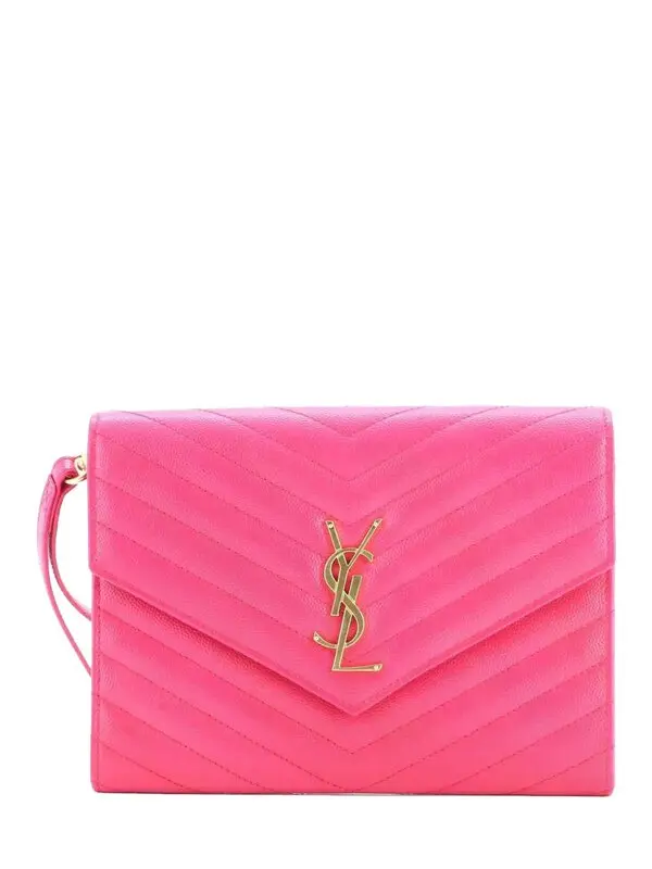 Saint Laurent Classic Monogram Envelope Wristlet - Pink