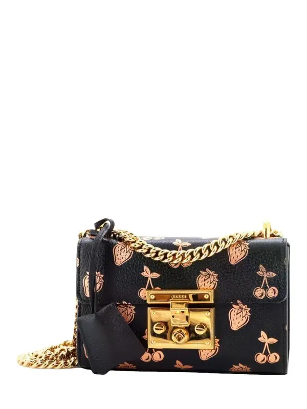 Gucci Padlock Printed Leather Small Shoulder Bag - Black