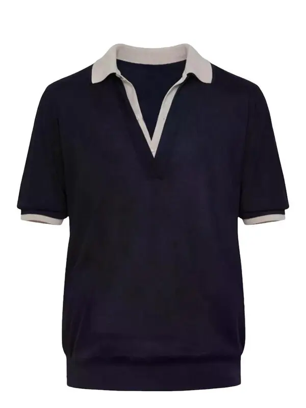 SEVEN GAUGE V-neck Polo Shirt - Blue