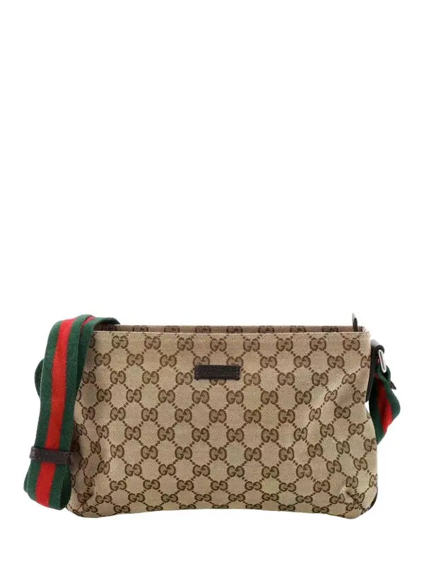 Gucci Web Strap Messenger Bag Gg Canvas Small - Brown