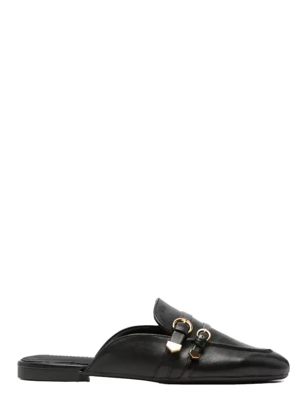 TAMARIS Leather Mules - Black