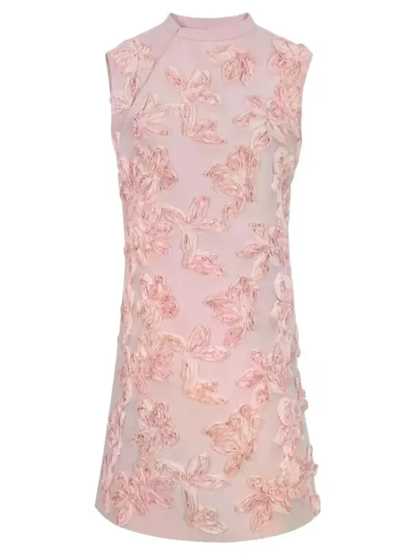 Shanghai Tang Floral-appliqué Mini Dress - Pink