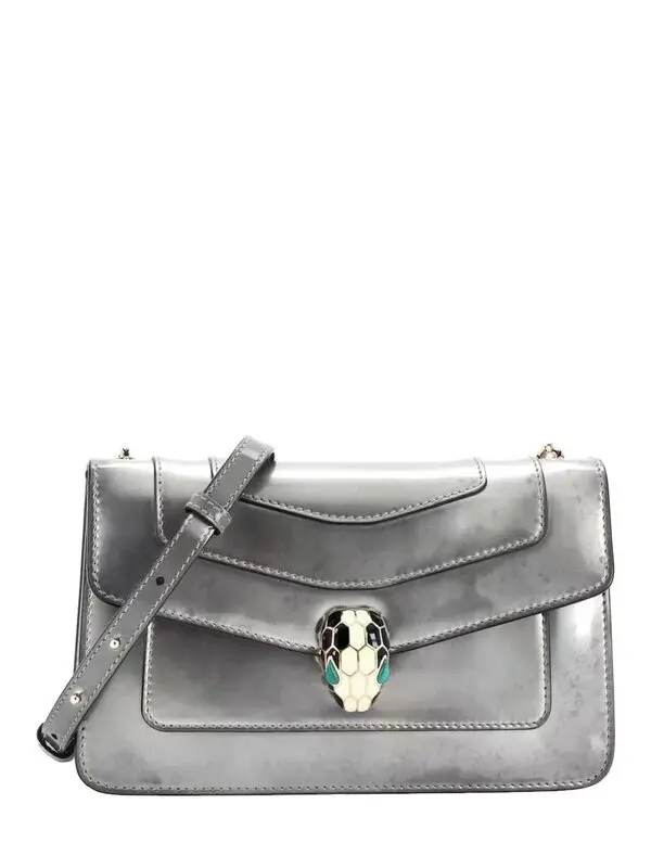 BVLGARI Serpenti Forever Metallic Shoulder Bag - Silver