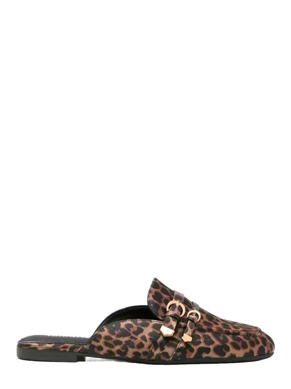 TAMARIS Leopard Print Mules - Brown