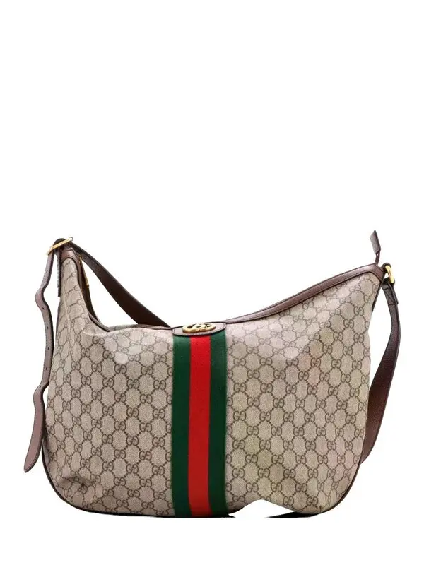 Gucci Ophidia Half Moon Gg Coated Canvas Large Hobo Bag - Brown