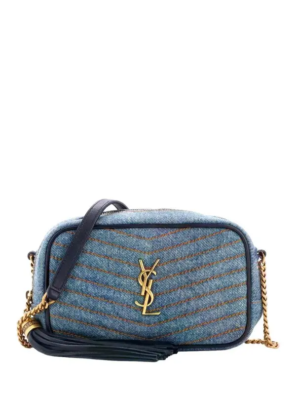Saint Laurent Lou Camera Bag Matelasse Chevron Leather Mini Crossbody Bag - Blue
