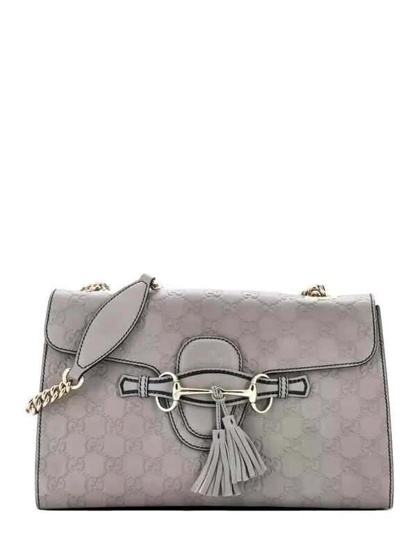 Gucci Emily Chain Flap Bag Sisma Leather Medium - Grey