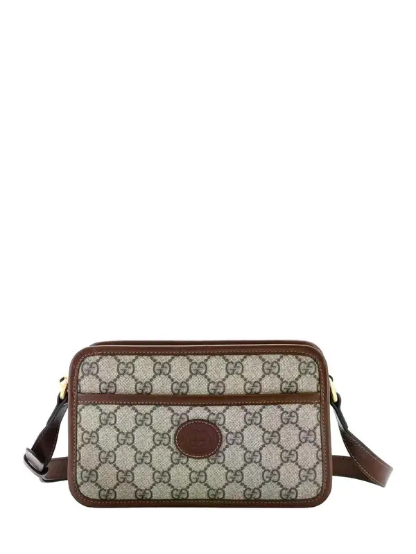 Gucci Interlocking G Patch Camera Bag Gg Coated Canvas Mini - Brown