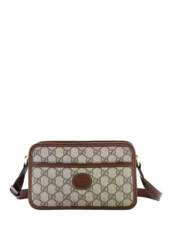Gucci Interlocking G Patch Camera Bag Gg Coated Canvas Mini - Brown