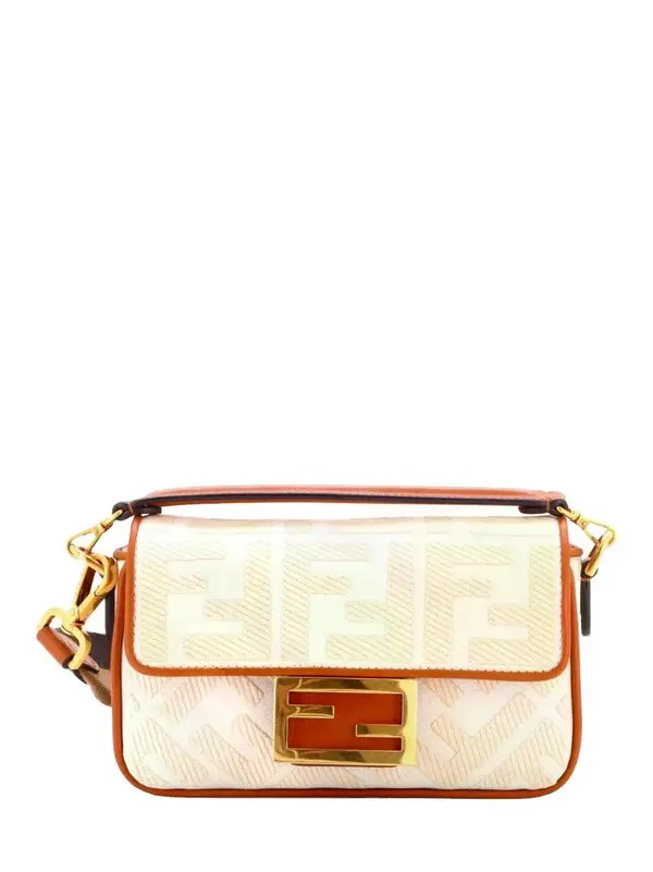 Fendi Baguette Nm Bag Zucca Embroidered Canvas Mini Crossbody Bag - Neutrals
