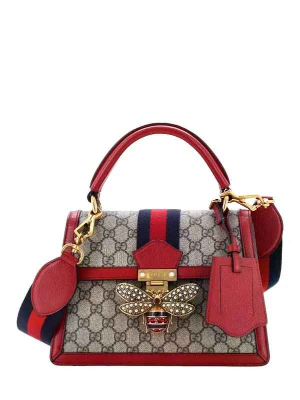 Gucci Queen Margaret Gg Coated Canvas Top Handle Satchel - Red