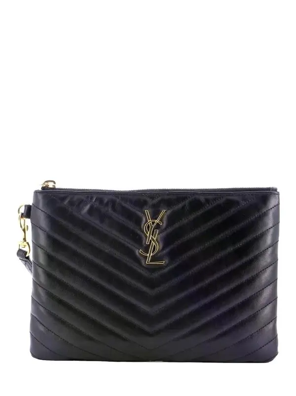 Saint Laurent Classic Monogram Wristlet Pouch - Black