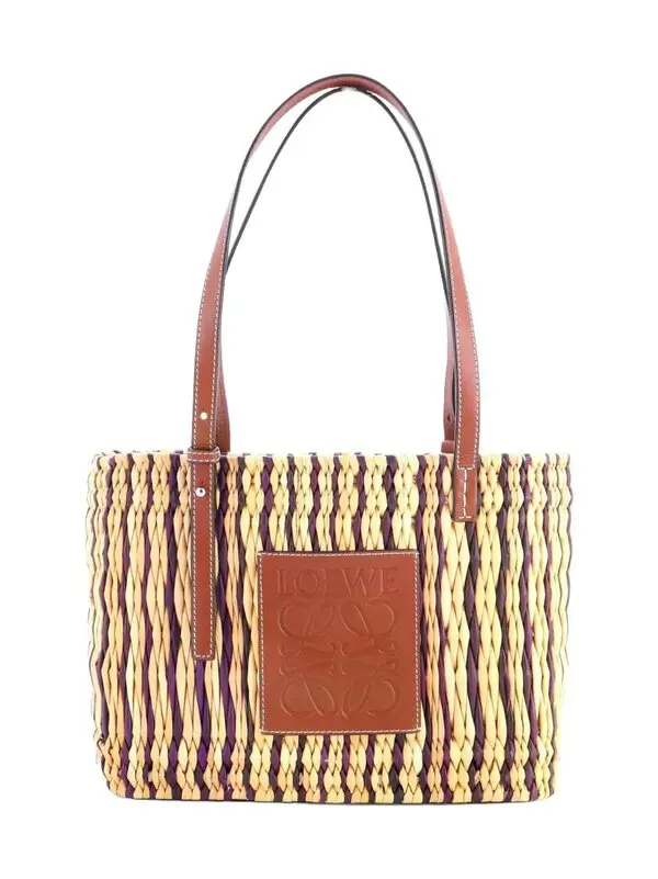 Loewe Square Basket Raffia Small Tote Bag - Brown