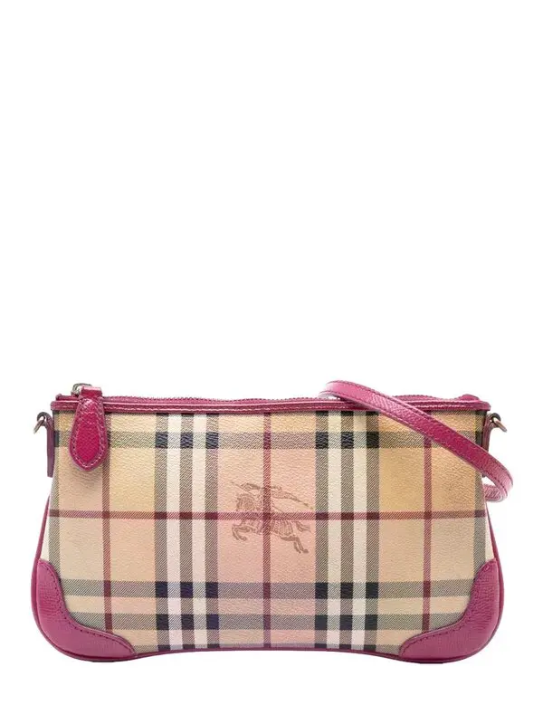 Burberry Haymarket Check Coated Canvas Peyton Crossbody Bag - Pink