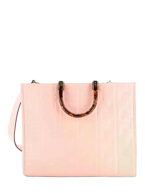 Fendi Sunshine Shopper Zucca Embossed Leather Medium Tote Bag - Pink