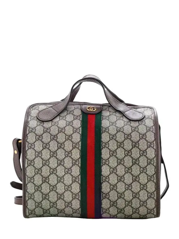 Gucci Ophidia Fold Over Duffle Bag Gg Coated Canvas Mini Travel Bag - Brown