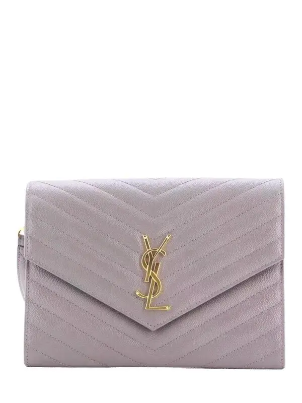 Saint Laurent Classic Monogram Envelope Wristlet - Grey