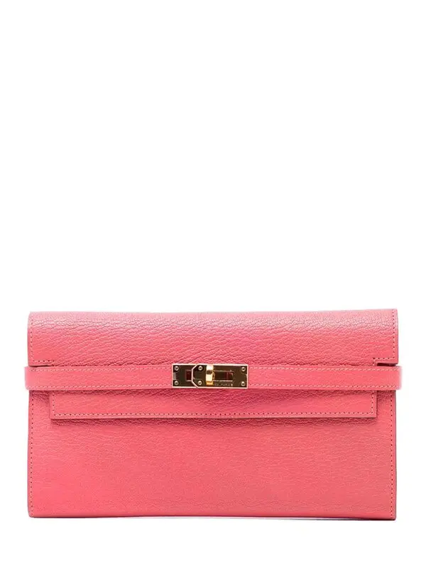 Hermès 2017 Chevre Mysore Kelly Longue Wallet - Pink