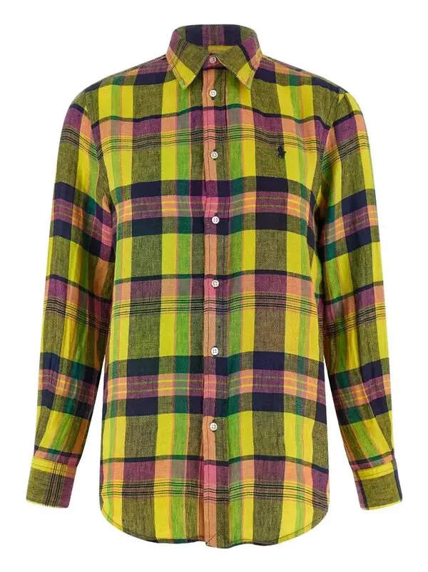 Polo Ralph Lauren Check Embroidered Linen Shirt - Yellow